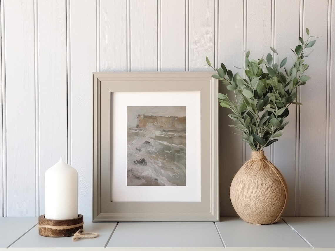 Coastal Neutral Gallery Wall Art Set of 4, Tonal Vintage Seascape Beach ...