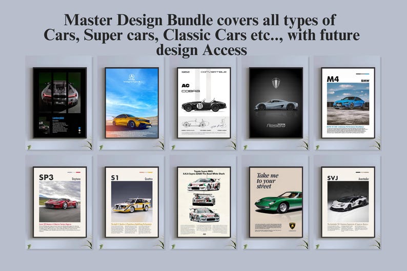Car Poster Printable Bundle | Supercars, Muscle Cars, Classics ...