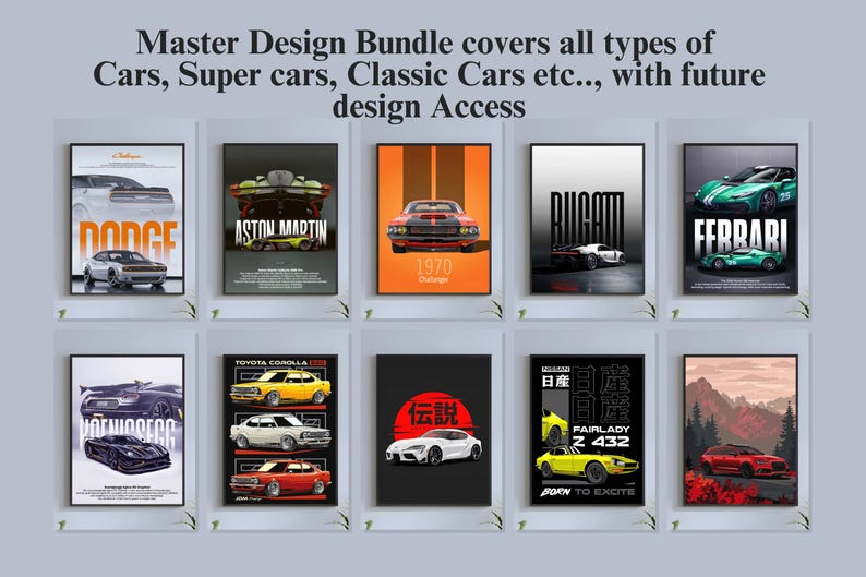 Car Poster Printable Bundle | Supercars, Muscle Cars, Classics ...