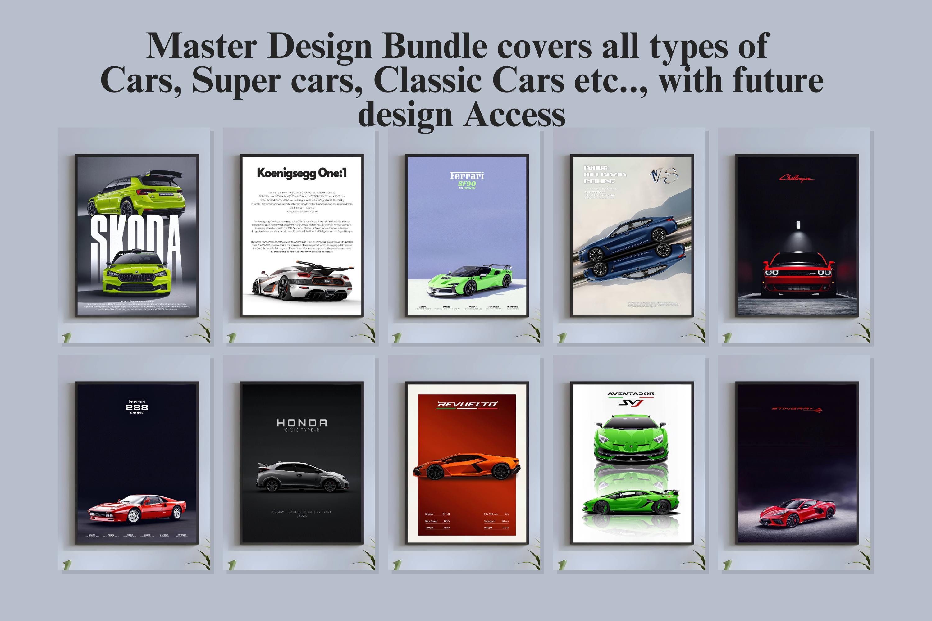Car Poster Printable Bundle | Supercars, Muscle Cars, Classics ...