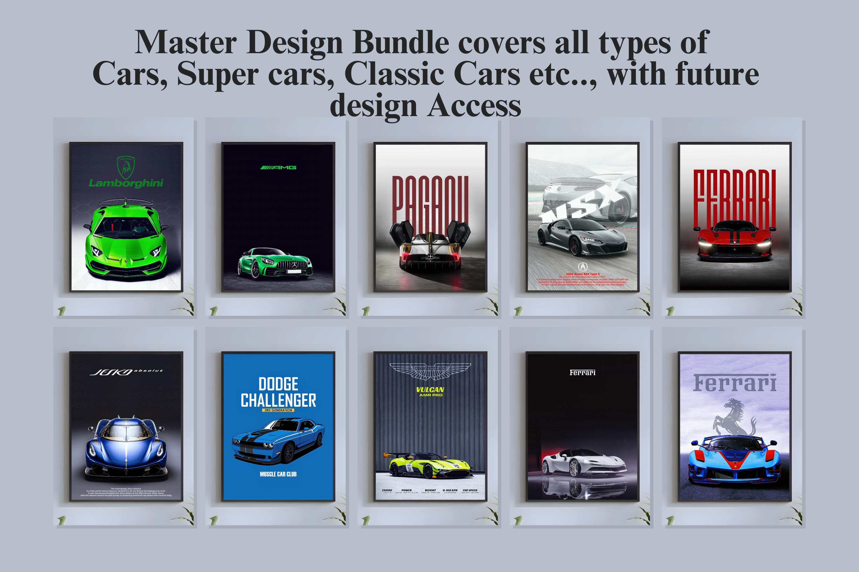 Car Poster Printable Bundle | Supercars, Muscle Cars, Classics ...