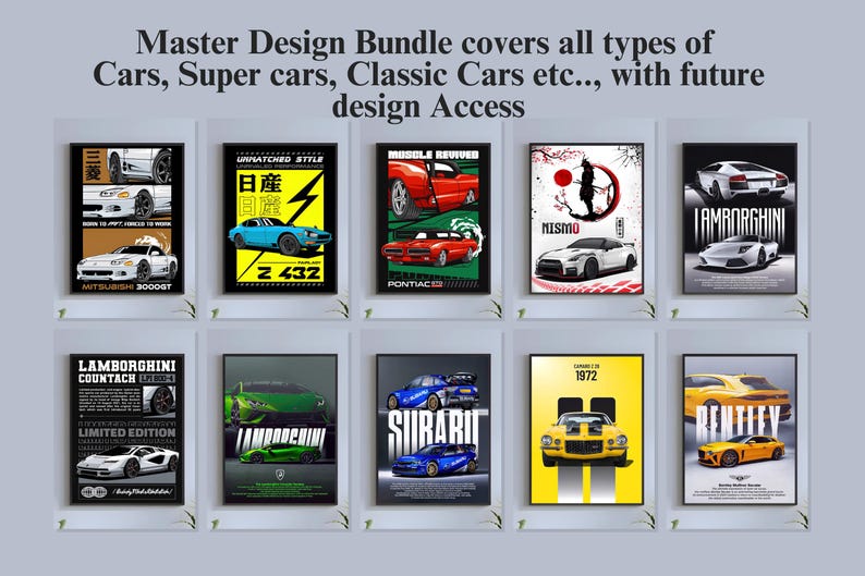 Car Poster Printable Bundle | Supercars, Muscle Cars, Classics ...