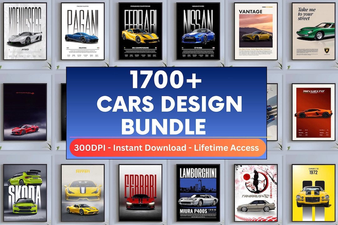 Car Poster Printable Bundle | Supercars, Muscle Cars, Classics ...