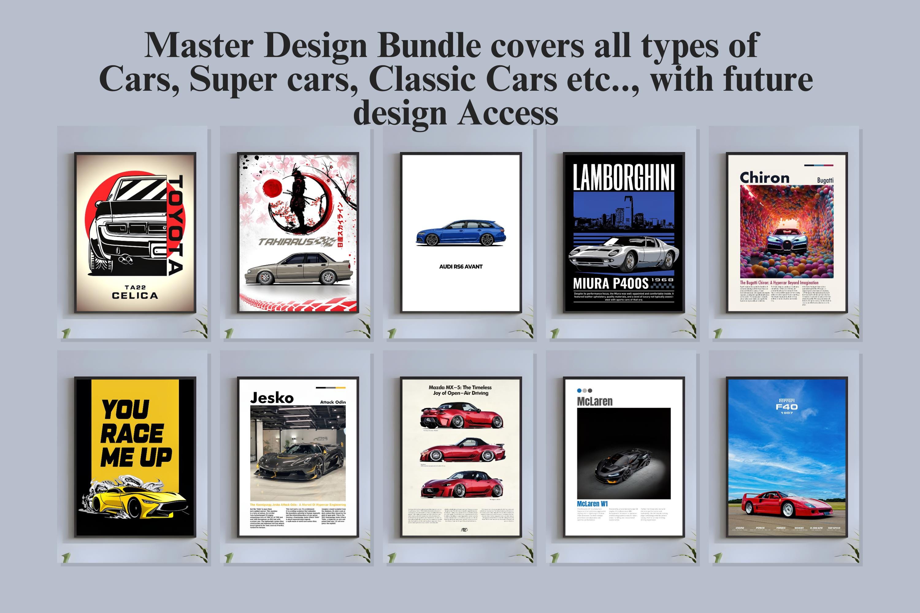 Car Poster Printable Bundle | Supercars, Muscle Cars, Classics ...