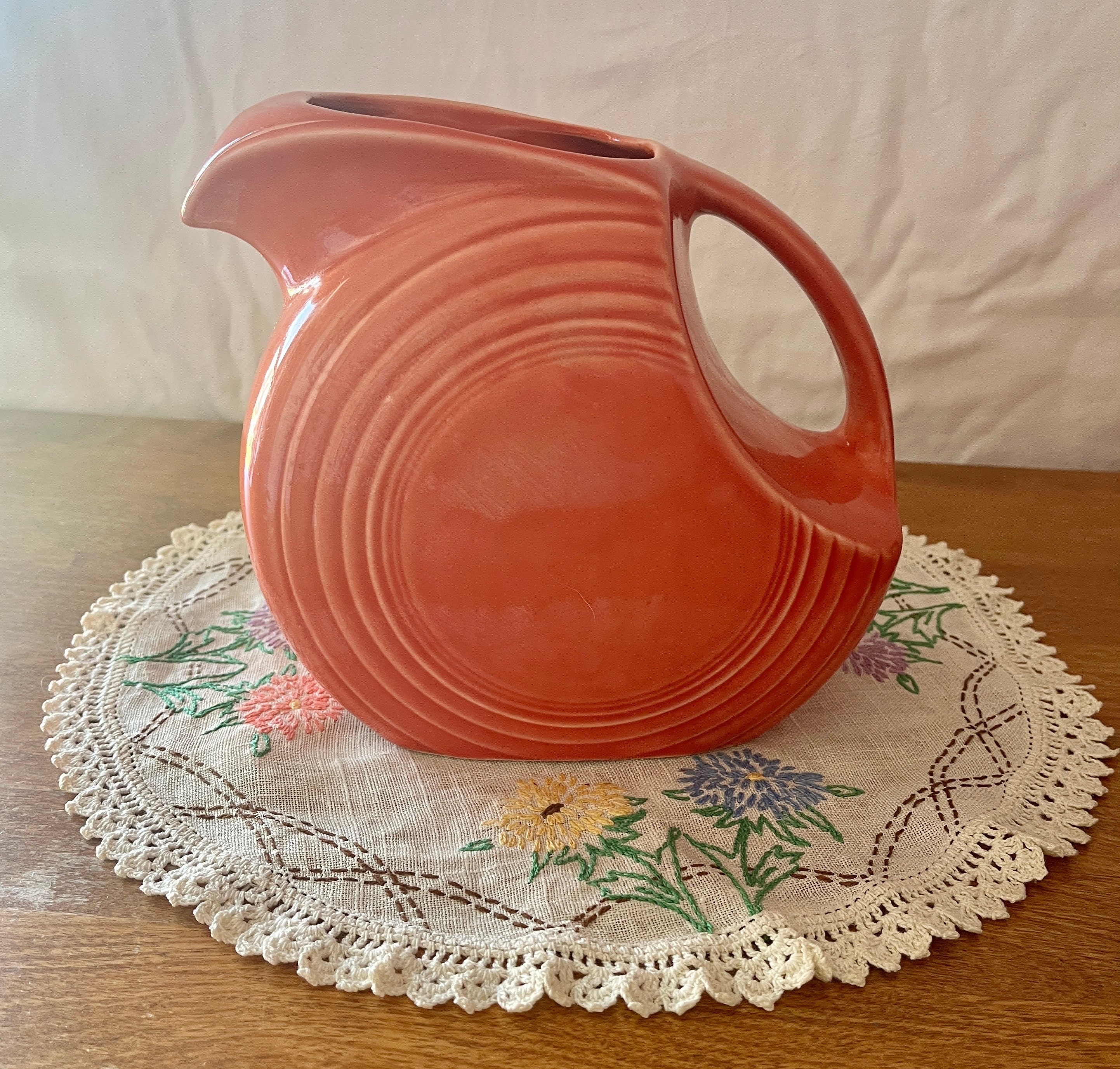 Homer Laughlin Fiestaware Large Disc Pitcher ~ Retired Persimmon ~ EUC ...