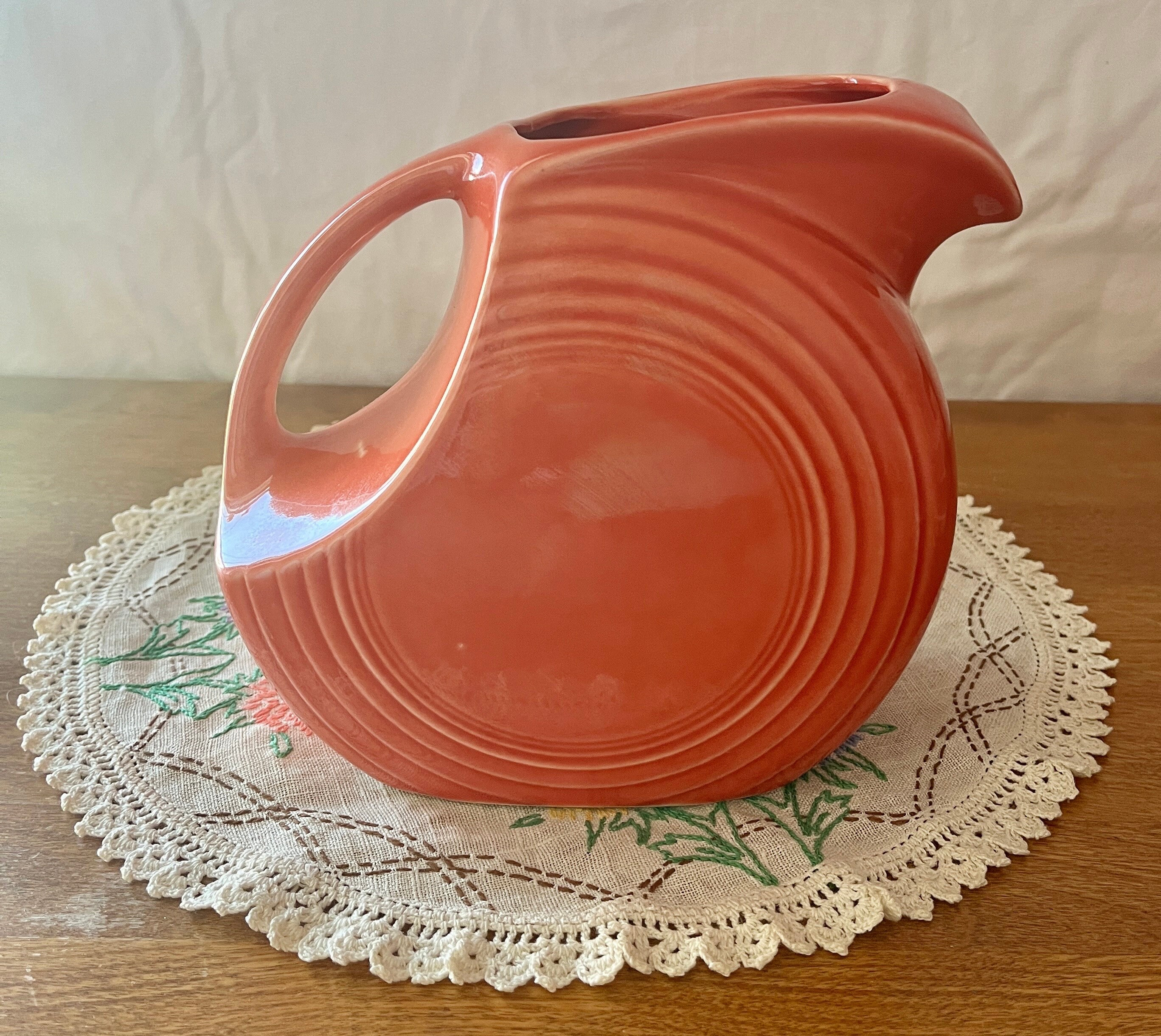 Homer Laughlin Fiestaware Large Disc Pitcher ~ Retired Persimmon ~ EUC ...