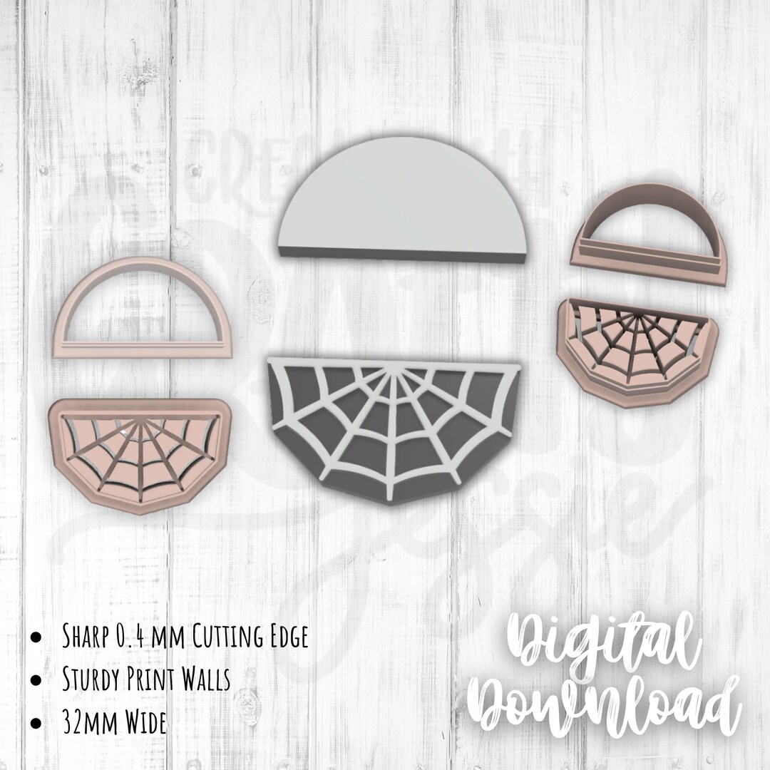 Spider Web Semi Circle Set STL Files - Polymer Clay Cutters With ...
