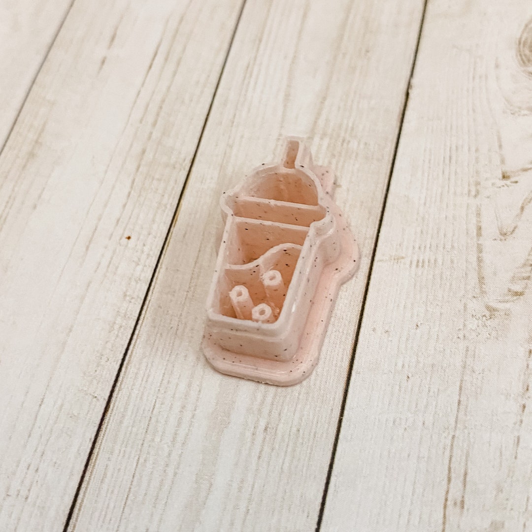 Boba Tea With Imprints Cutter Polymer Clay 3D Printed Bubble Tea Drink ...