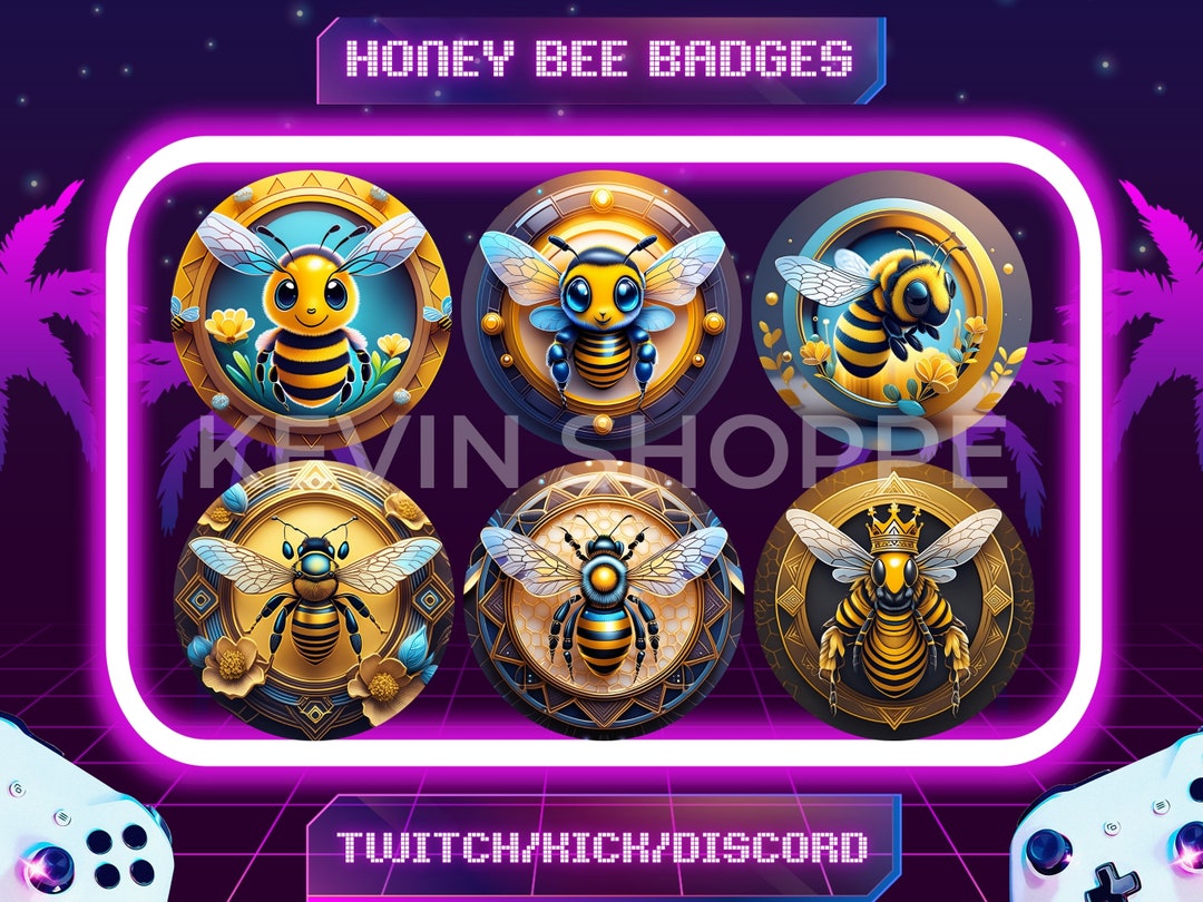 Honey Bee Sub Badges Pack of 6 Bit Badges Insect Badges Channel Points ...