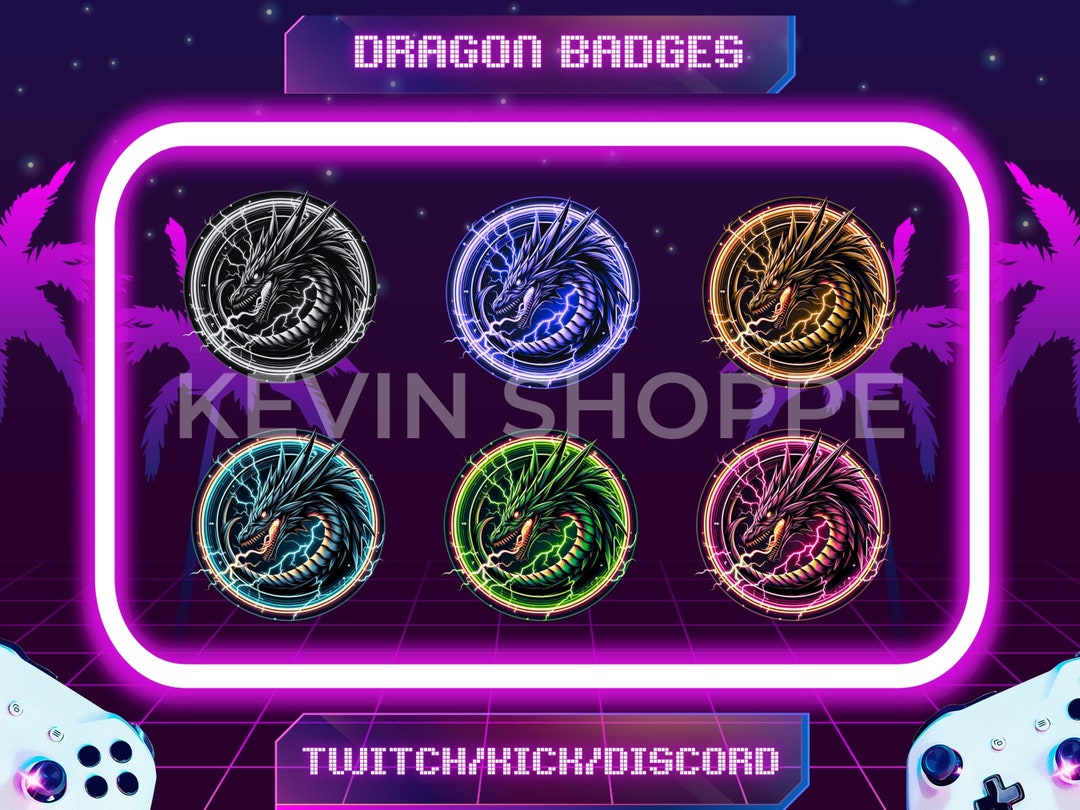 Twitch Dragon Sub Badges 6 Badges Animal Badges Twitch Artwork Twitch ...