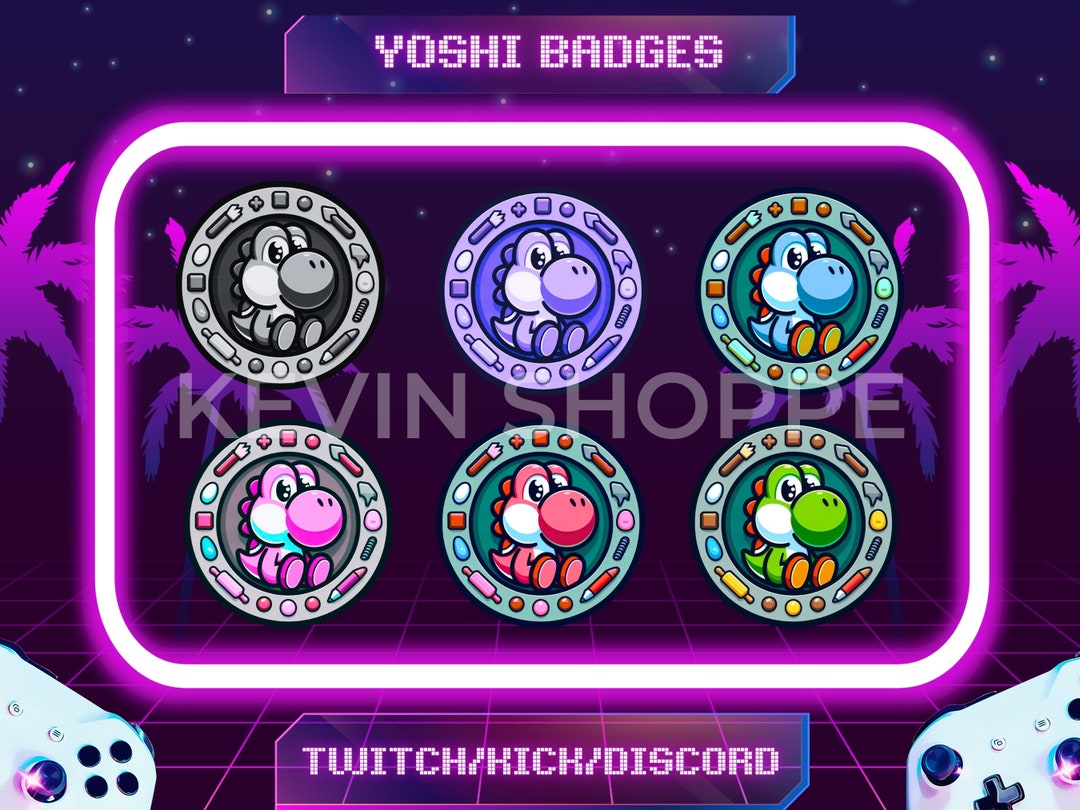 Twitch Badges Showcasing A Yos-hi Theme | Cartoon Twitch Badges | Ready ...