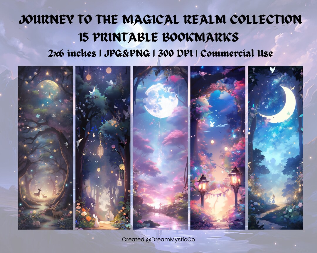15 Magical Fairy Garden Realm Printable Bookmarks Cricut DIY Print and ...
