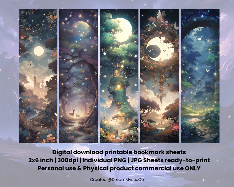 15 Magical Fairy Garden Realm Printable Bookmarks Cricut DIY Print and ...