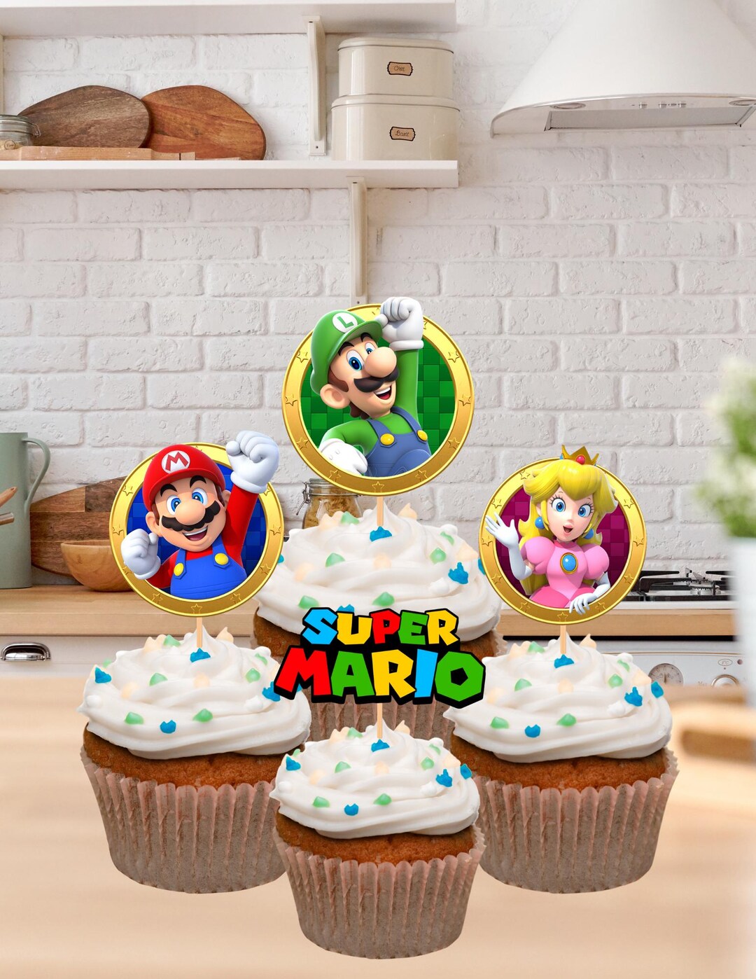 Super Mario Bro Cupcake Toppers / Digital Super Mario Cupcake Toppers ...