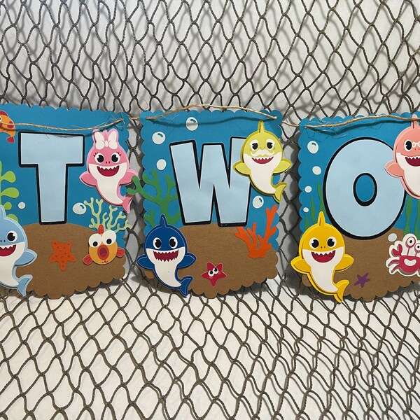 Shark Birthday Banner - Etsy