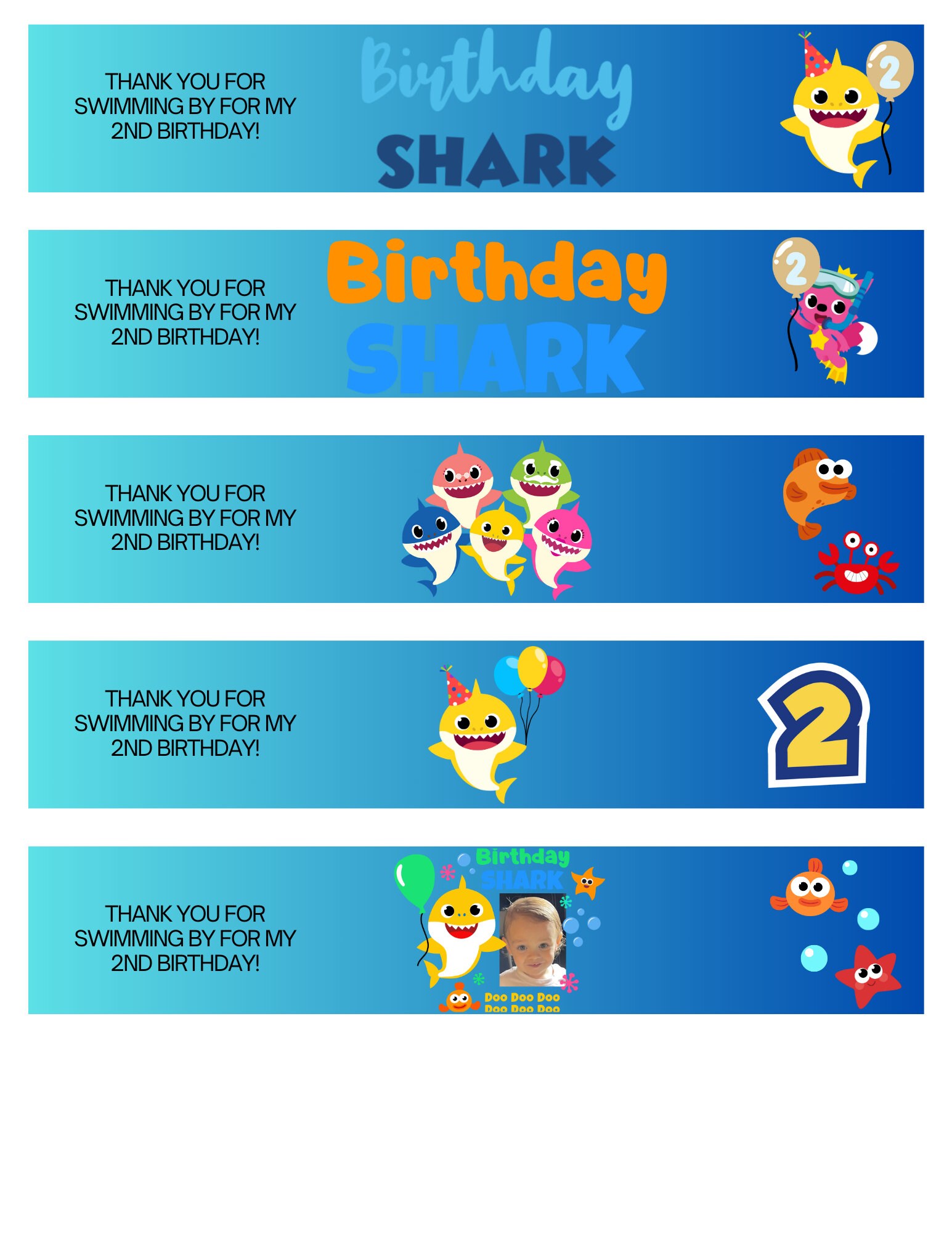 Baby Shark Water Bottle Labels / Water Bottle Labels / Baby Shark ...