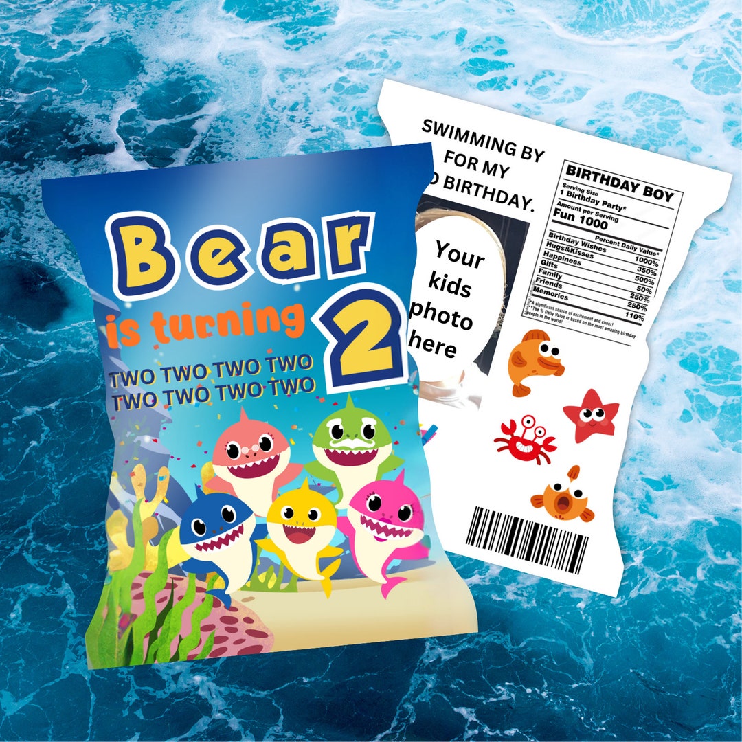 Baby Shark Birthday, Baby Shark Chip Bags, Chip Bags, Custom Chip Bags ...