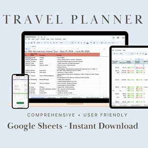 Travel Itinerary Template Google Sheets | Vacation Planner | Travel ...