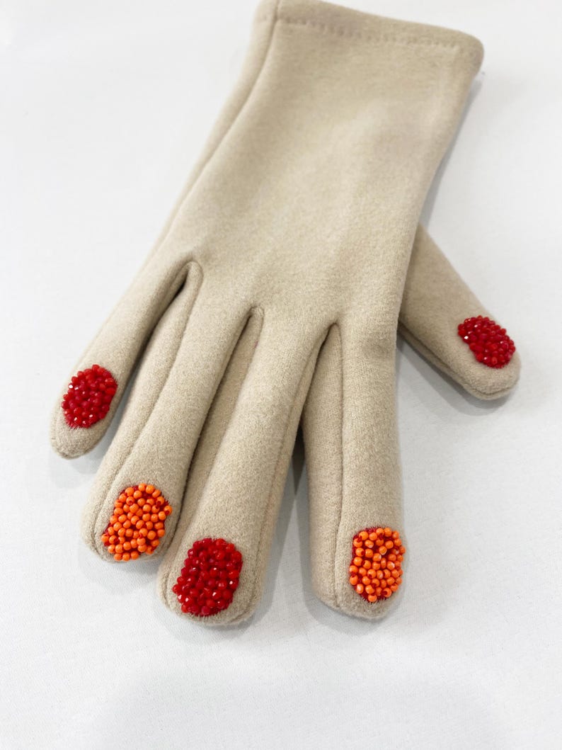 Handmade Beaded Fleece Gloves: Touch Screen Cycling Gloves - Etsy