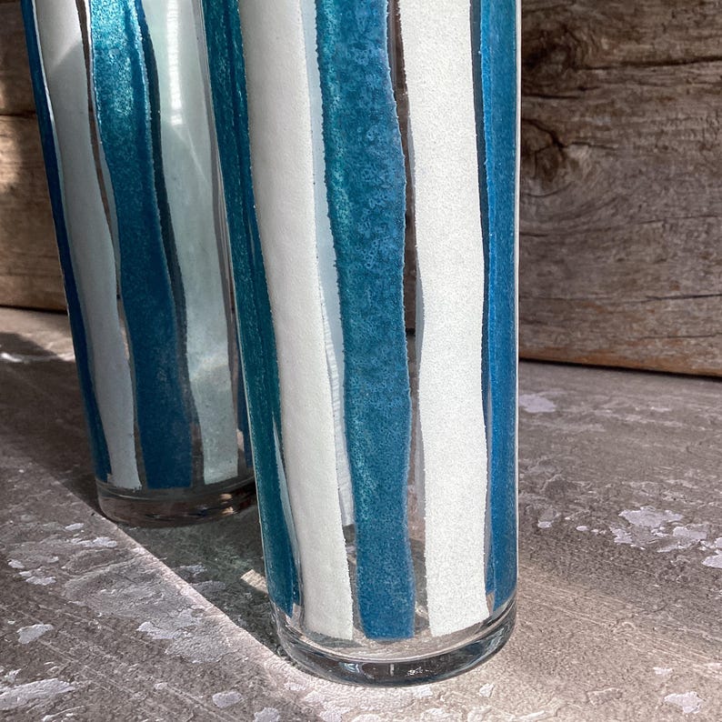 Libby Blue and White Vertical Stripes Tom Collins Tumbler Awning ...