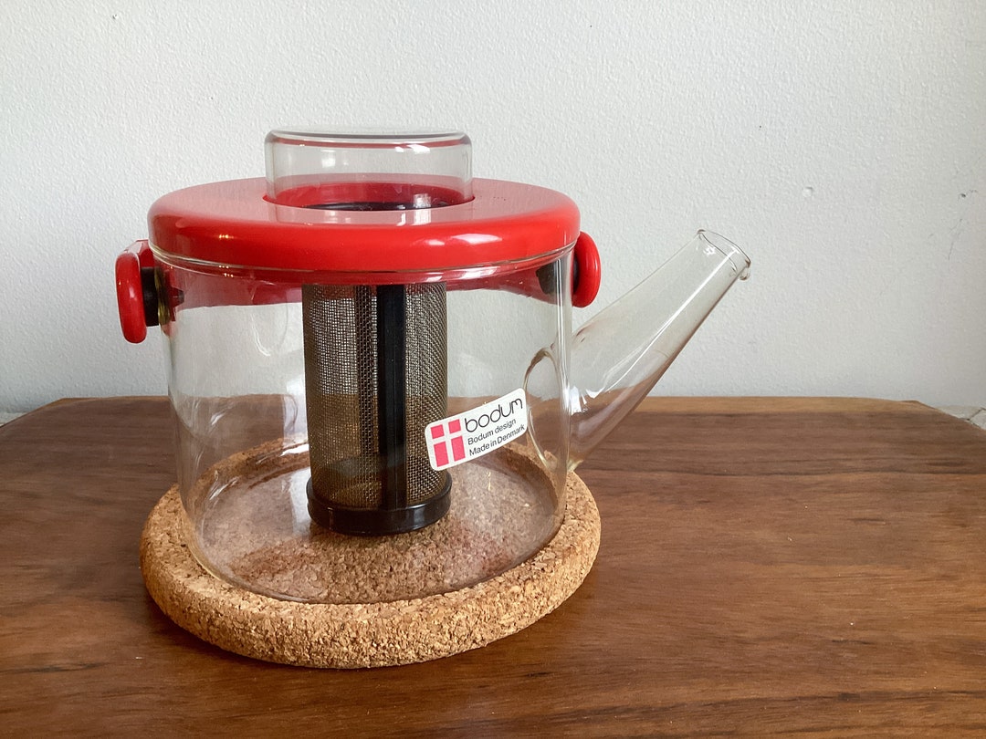 Bodum Red Glass Teapot - Red Teapot - Made in Denmark- With Cork Trivet ...