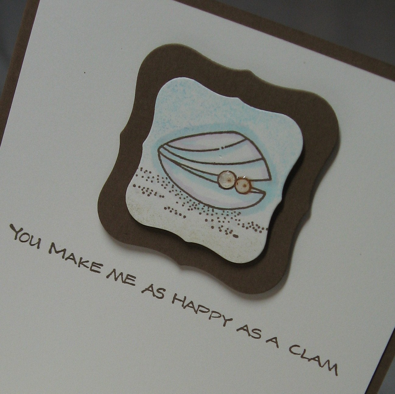 You Make Me Happy as a Clam Handstamped I Love You Card - Etsy
