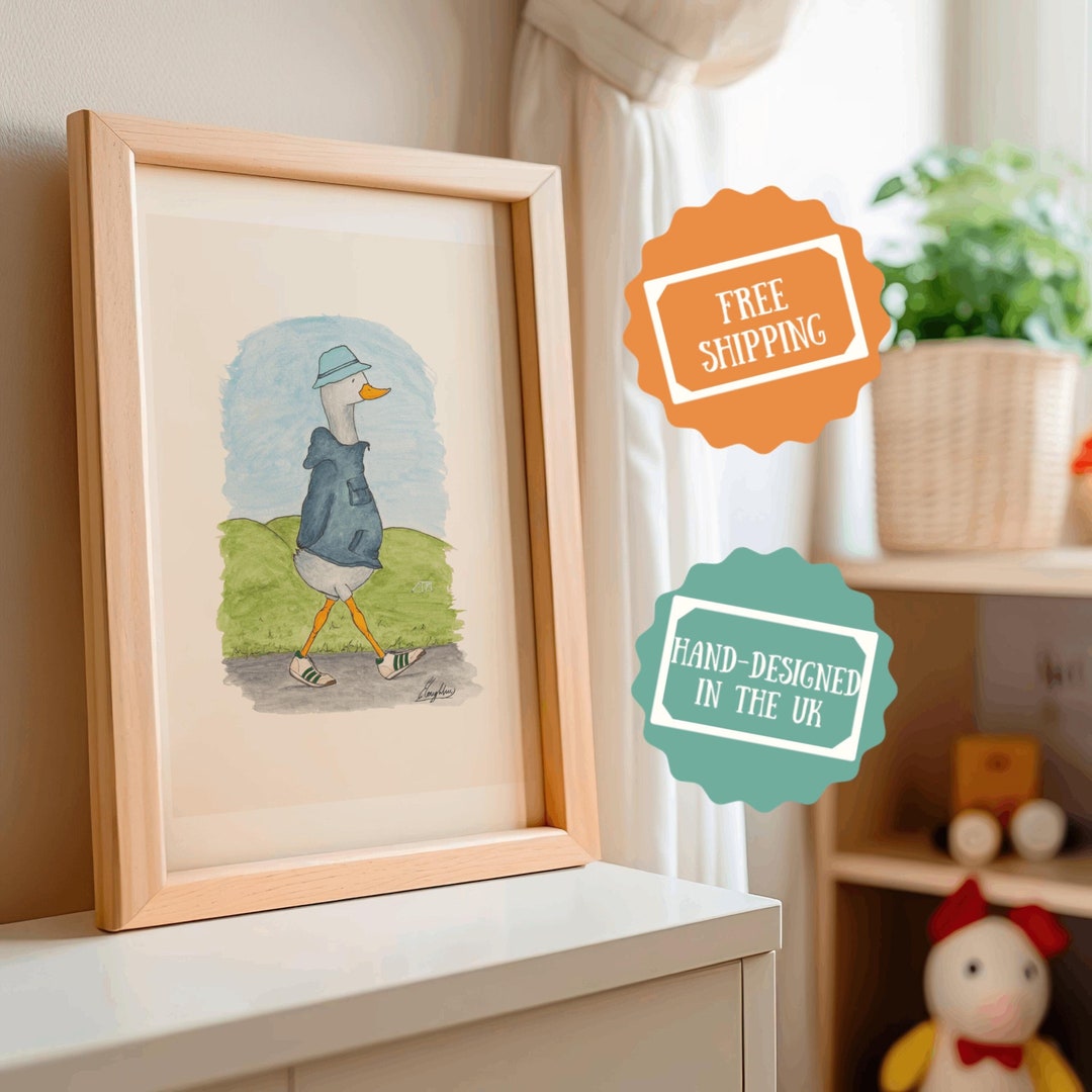 Retro 90s Britpop Duck Print, Duck in Bucket Hat Parka and Adidas Wall ...