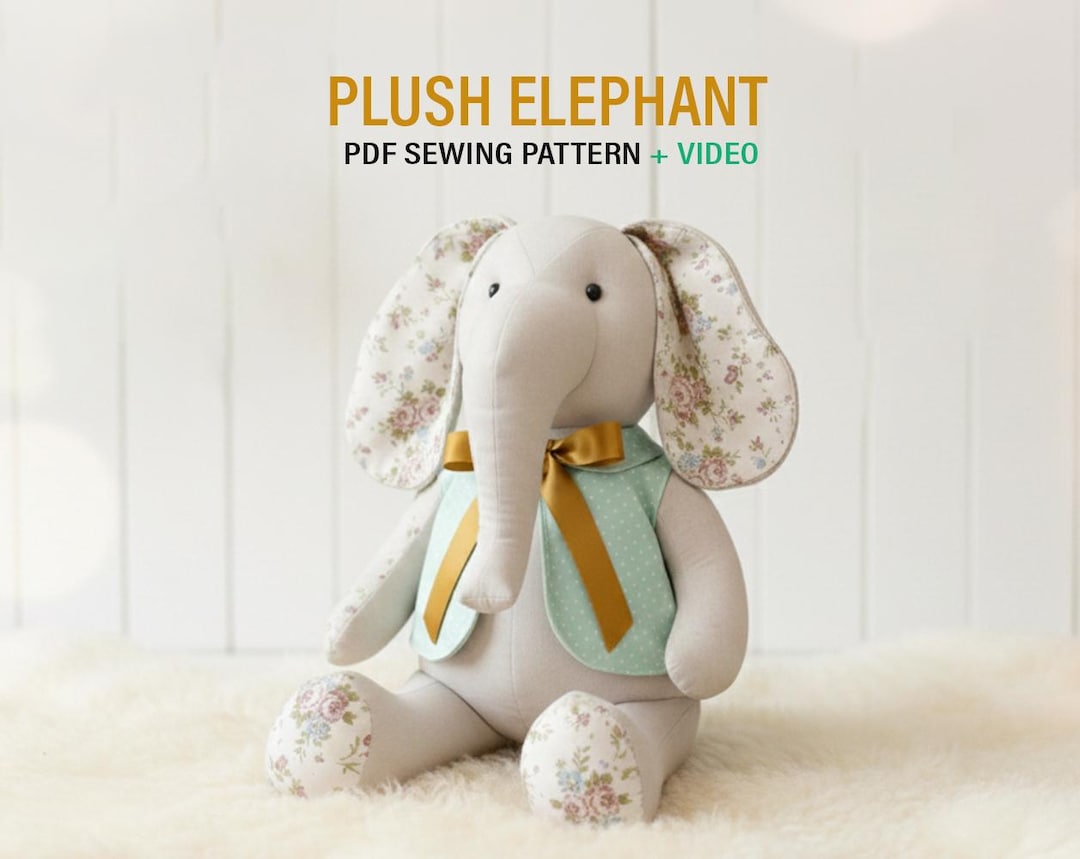 Elephant Plush Sewing Pattern, Step-by-step Tutorial (PDF Pattern) - Etsy