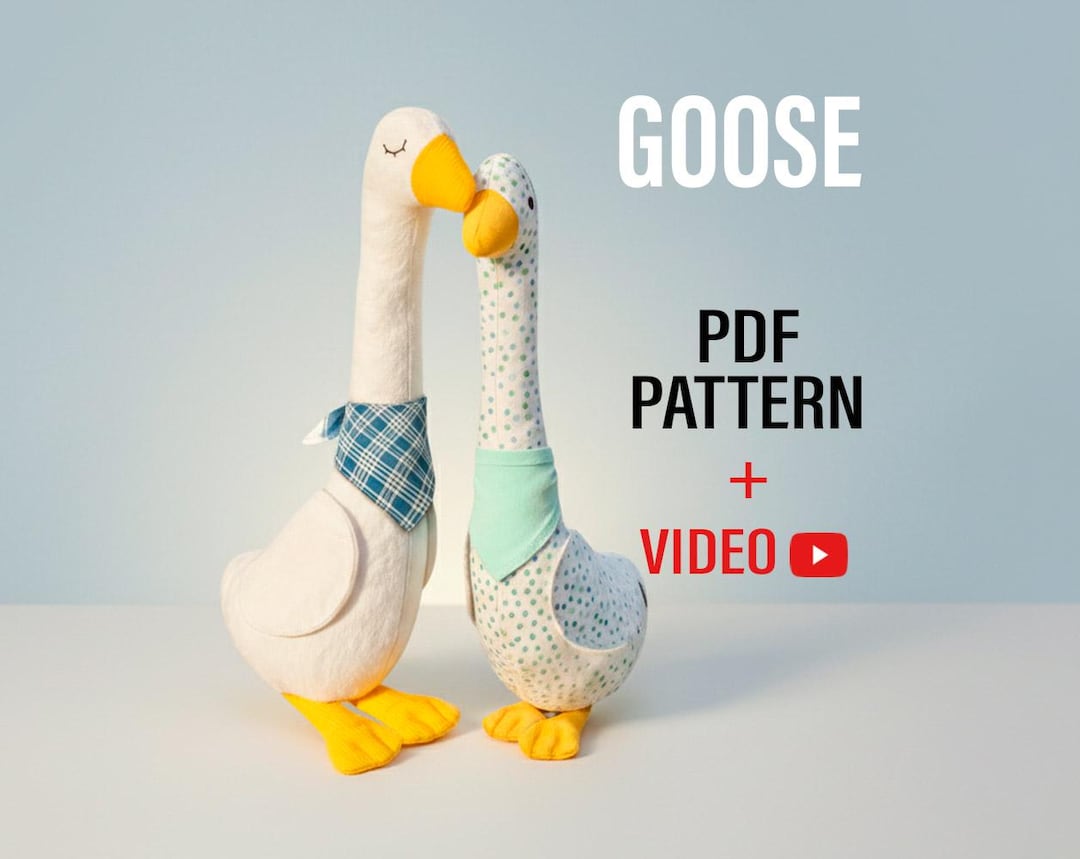 Goose Sewing Pattern + Video Tutorial, for Beginners, Goose Soft Toy ...
