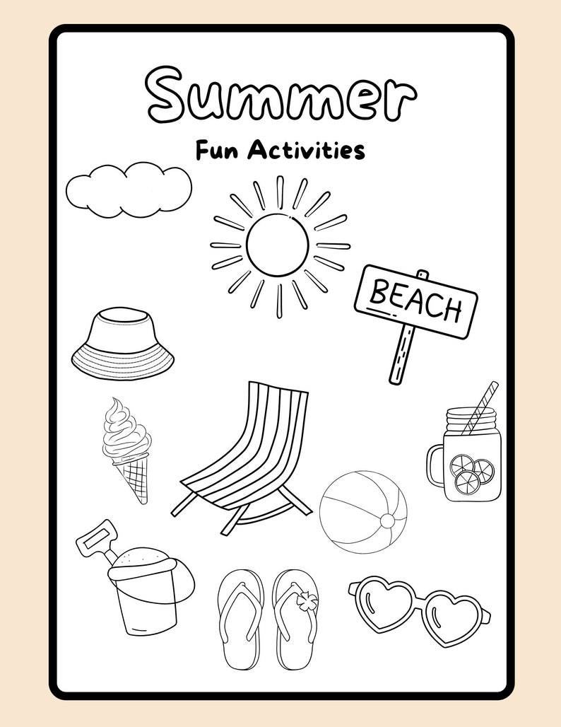 Summer Activity Sheets for Kids, Toddlers - Etsy