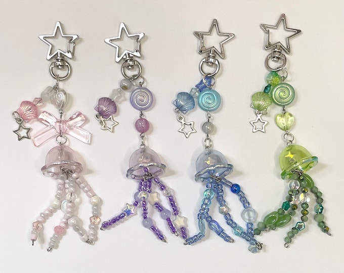 Jellyfish Keychains, Handmade Keychain Ocean Accessories, Handmade ...