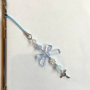 Bow Phone Charm, Beaded Phone Charm, Blue Bow, Flowers - Etsy