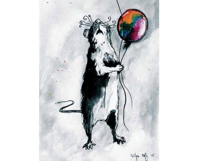 Print Rat Art, 8x12, 16x12, A4, A3, Select Size, Canvas or Paper Sheet ...