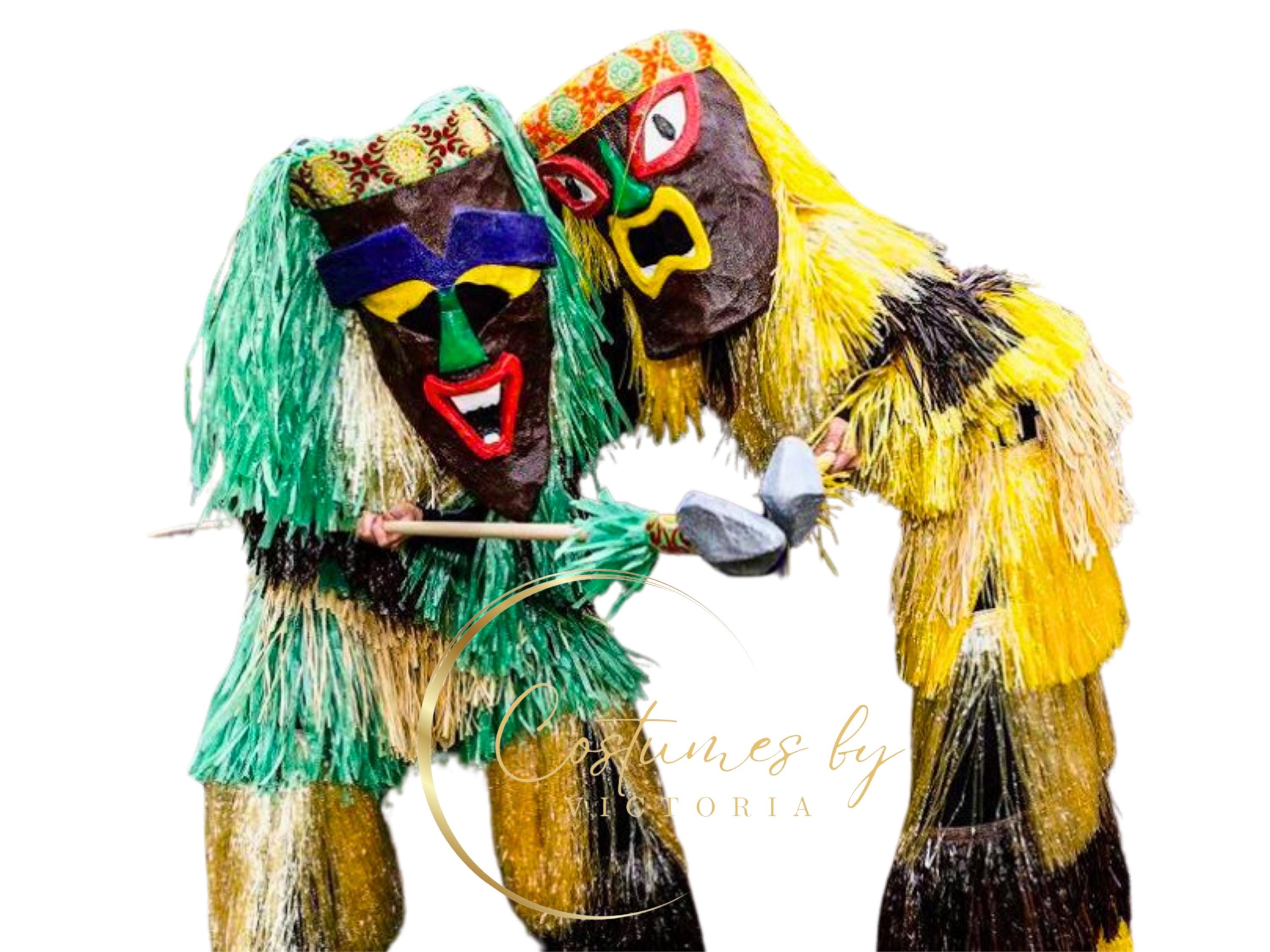 Halloween Premium Complete Tiki Stilt Costumes for Pair of Stilt ...