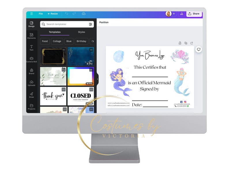 Printable Mermaid Certificate for Childrens Birthday Parties, Under the ...
