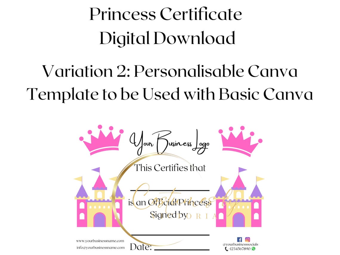 Printable Princess & Prince Certificate Bundle for Childrens Birthday ...