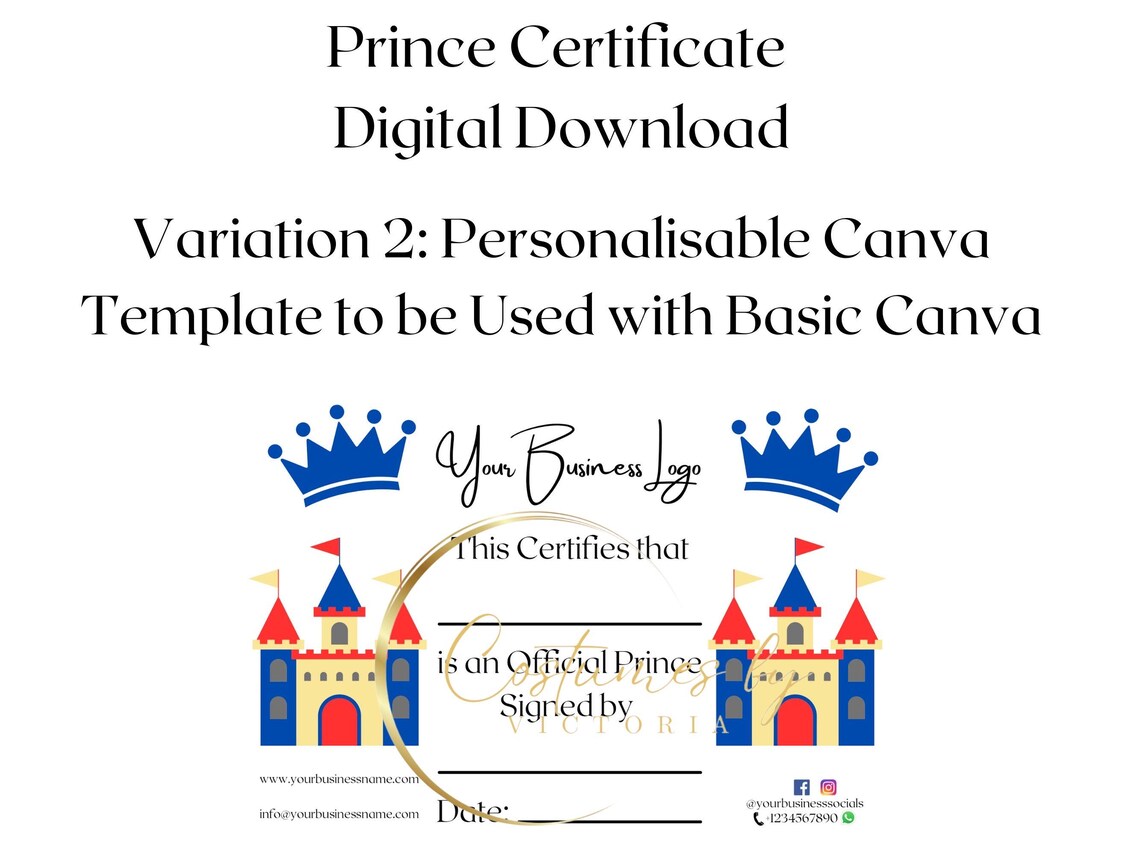 Printable Princess & Prince Certificate Bundle for Childrens Birthday ...