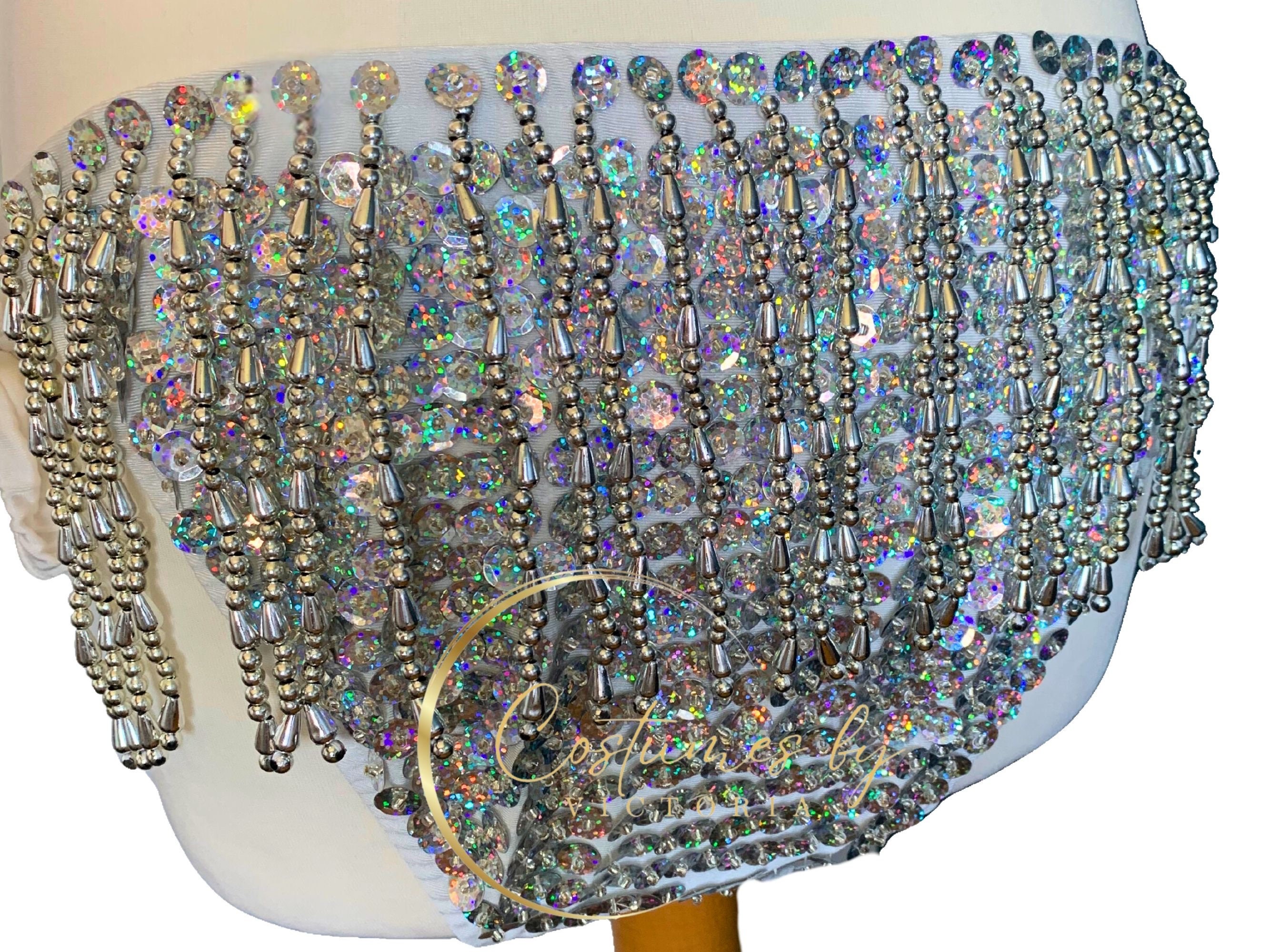 Holographic Silver Sequin Showgirl Costume for Dancers in Production ...