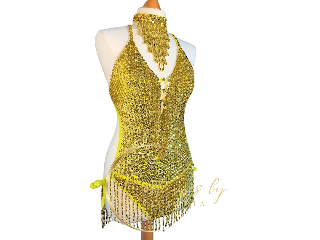 Gold Sequin Vegas Showgirl Costume for Dancers in Production Shows ...