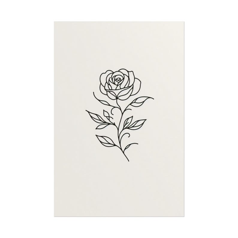 Rose Flower Wall Art Home Decor Line Art Digital Art Poster - Etsy