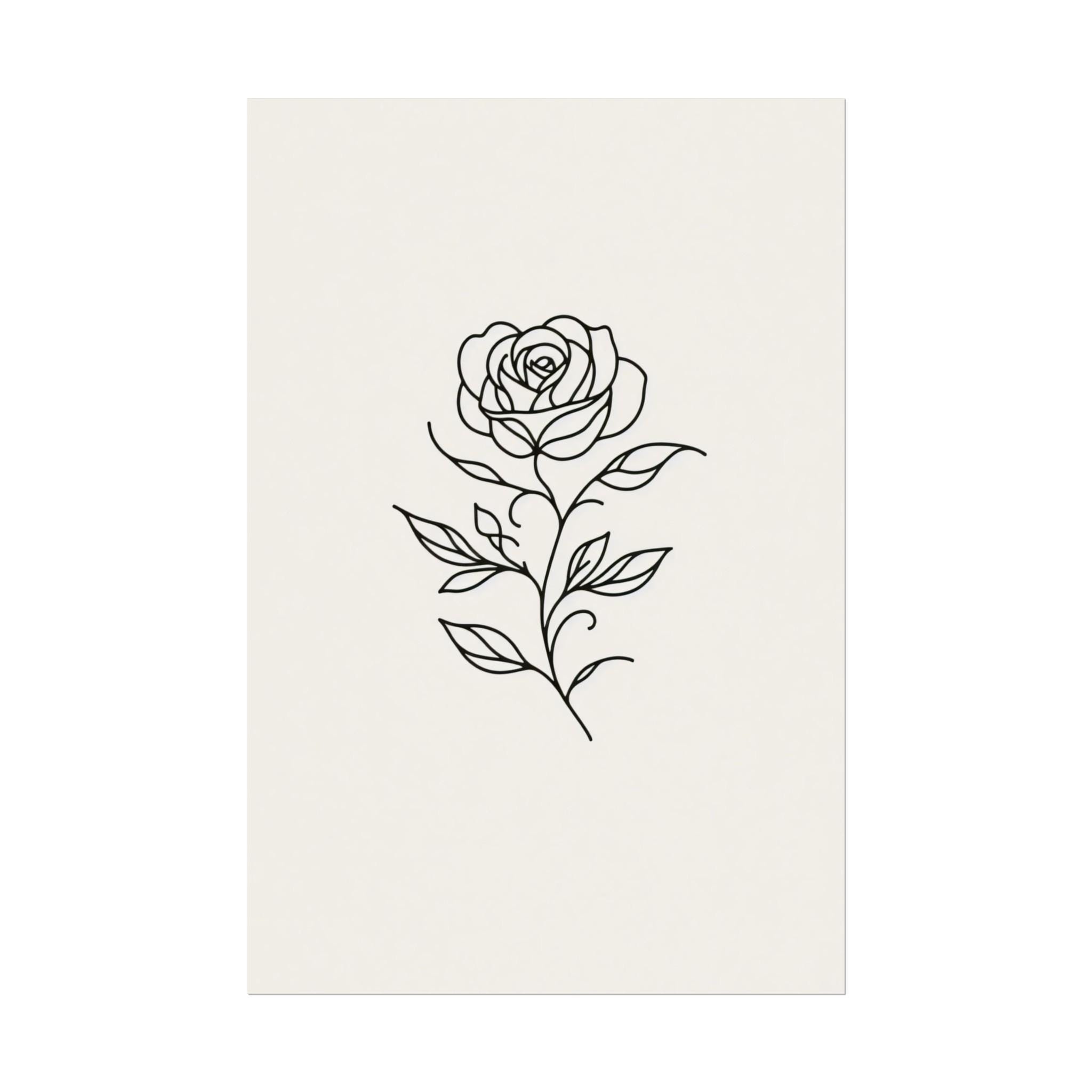 Rose Flower Wall Art Home Decor Line Art Digital Art Poster - Etsy