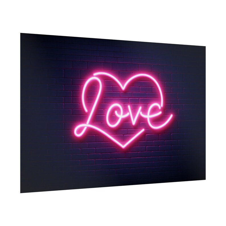 Neon Glow Love Wall Art Home Decor Digital Art Poster Design Sign Pink ...