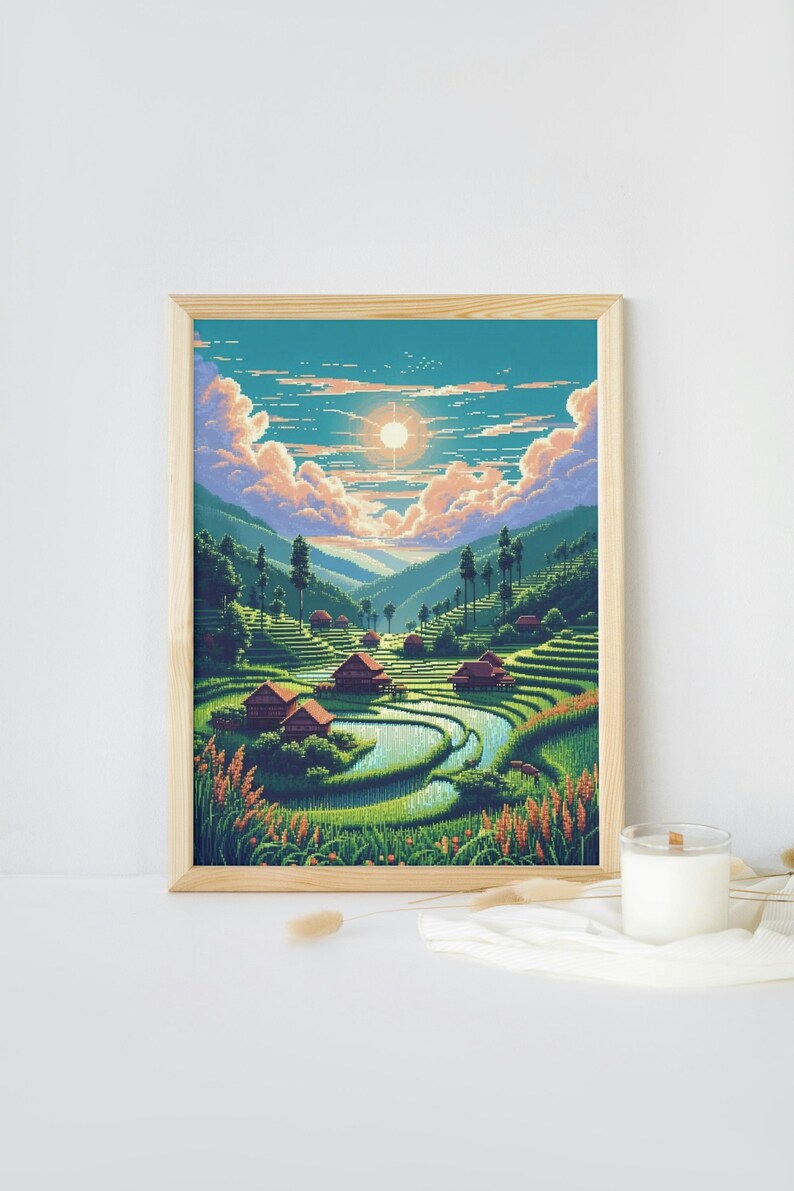 Mu Cang Chai Rice Field Pixel Poster Wall Art, Home Decor - Etsy