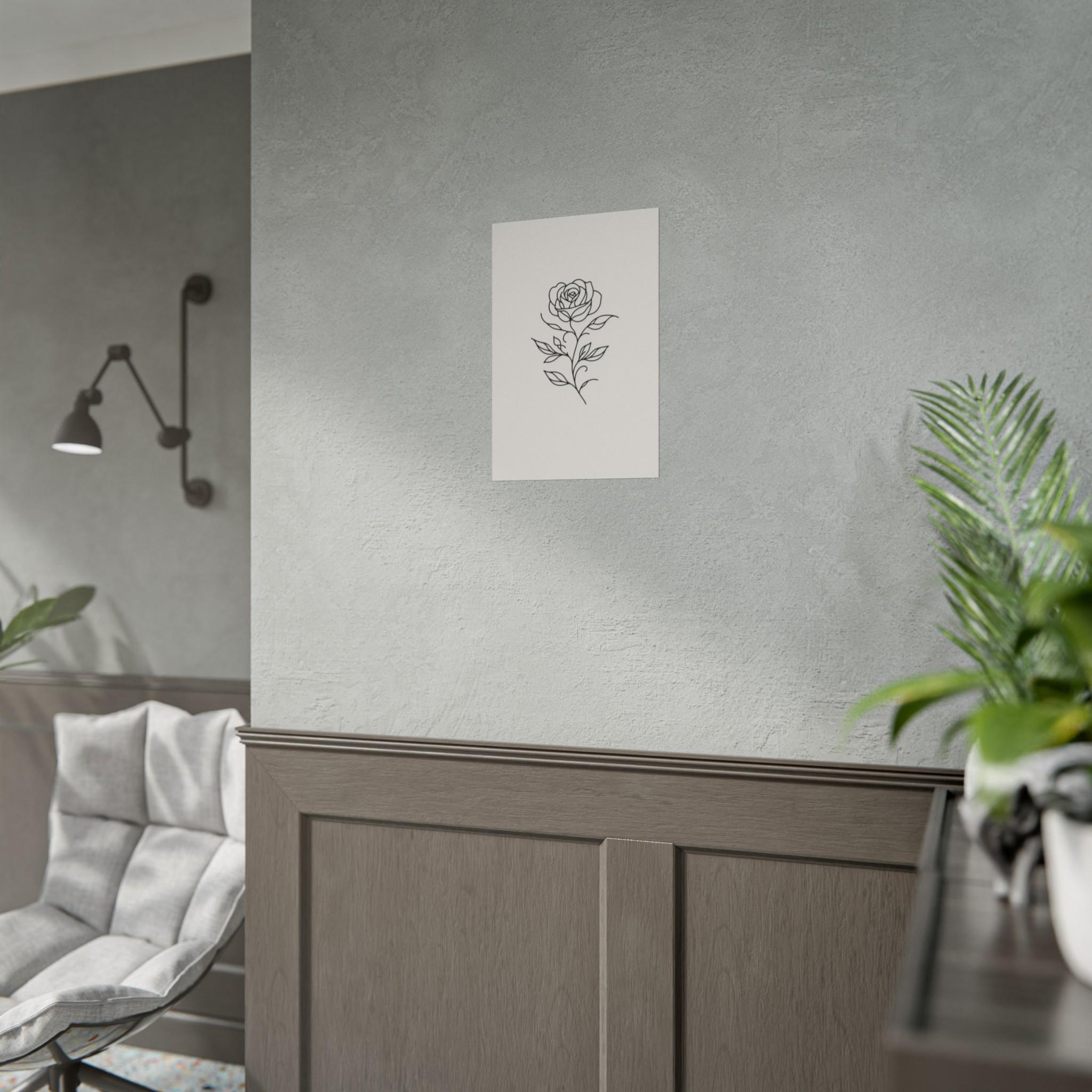 Rose Flower Wall Art Home Decor Line Art Digital Art Poster - Etsy