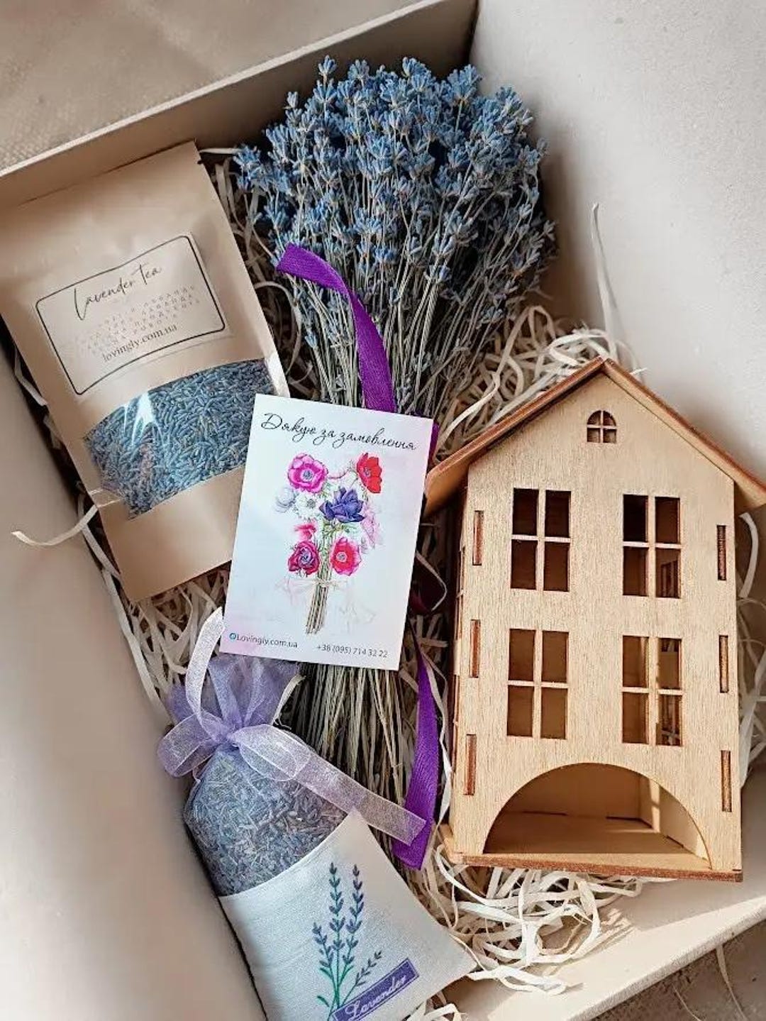 Lavender Gift Set: Dried Flowers, Tea Box Aromatic Natural Relaxation ...