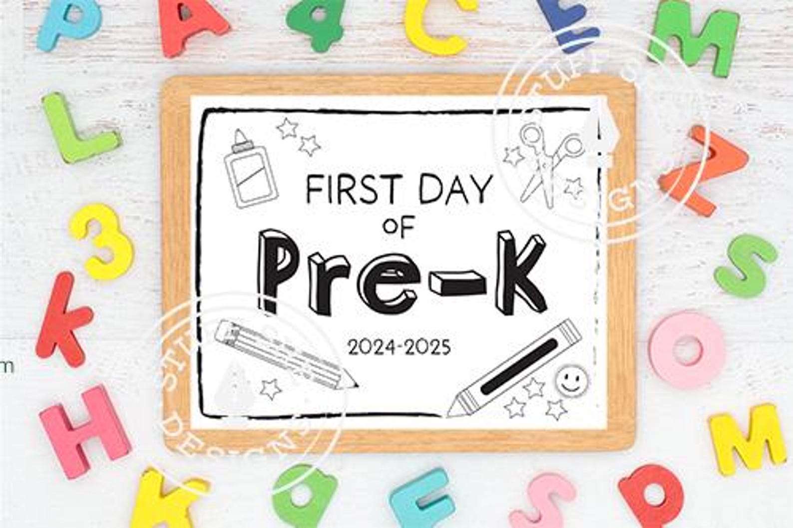 First Day of Pre-k 2024-2025 Black and White, Coloring Sign, Instant ...
