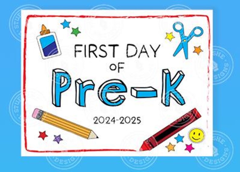 First Day of Pre-k 2024-2025 Printable Sign Instant Download - Etsy
