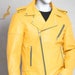 Yellow Motorcycle Jacket Men Leather Jacket Full Grain Leather Jacket ...