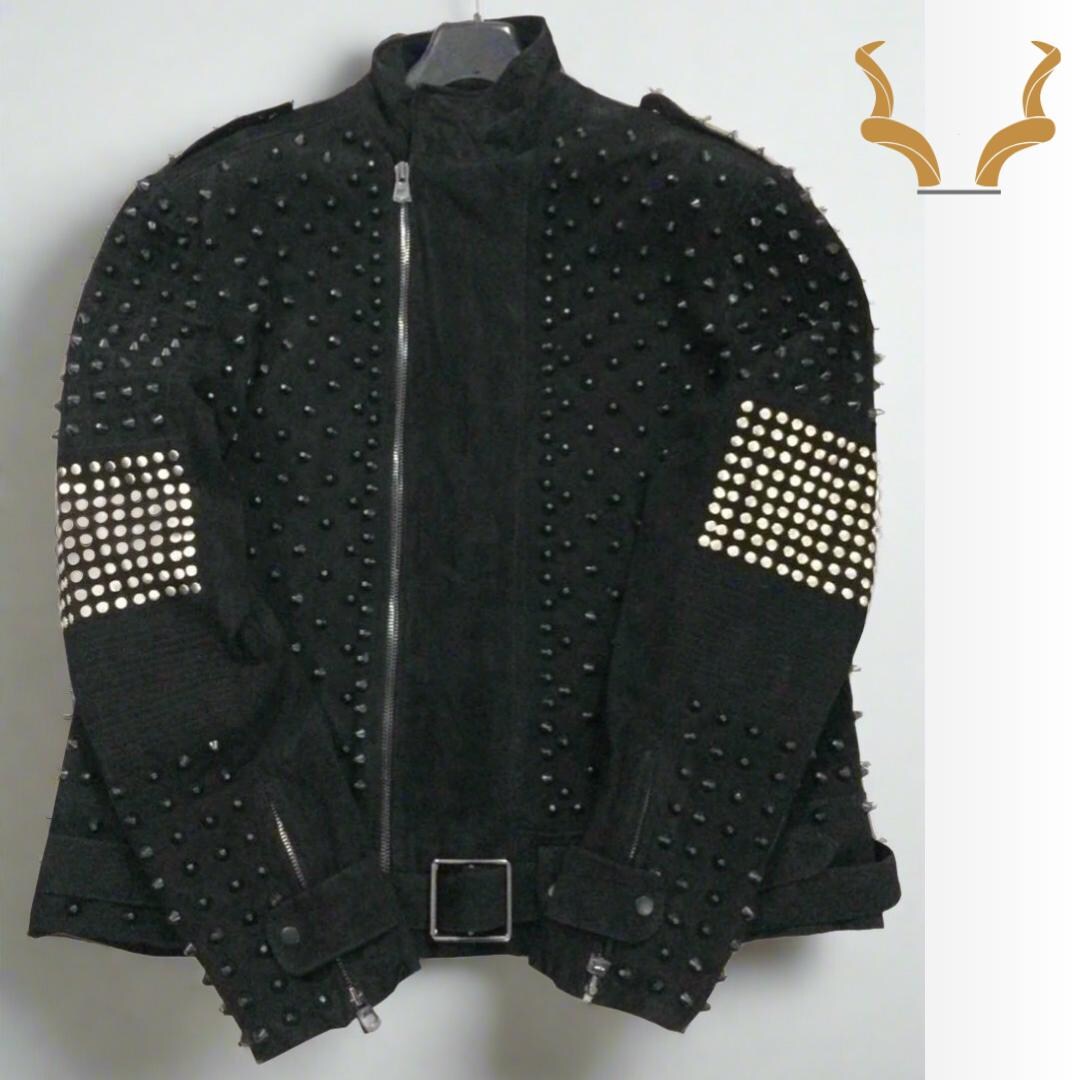 Luxury Black Suede Leather Jacket Customized Jacket Unisex Biker ...