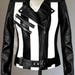 Black and White Stripes Jacket Leather Jacket for Women Exquisite ...